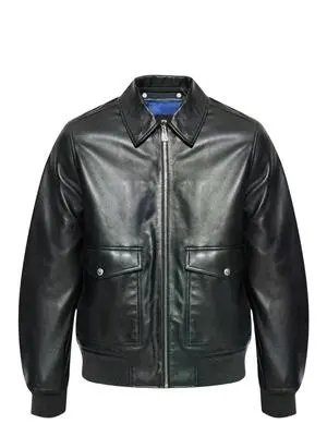 Paul Smith Flap-pocket Zip-front Leather Jacket - Black