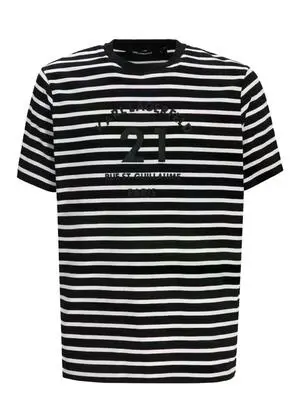 Karl Lagerfeld Striped Embroidered T-shirt - Black