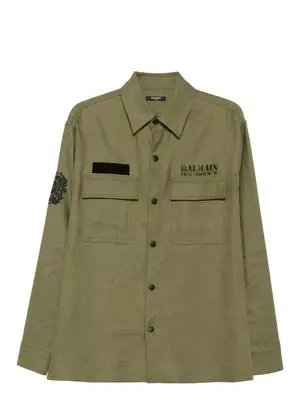 Balmain Embroidered-patch Pocket Shirt - Green