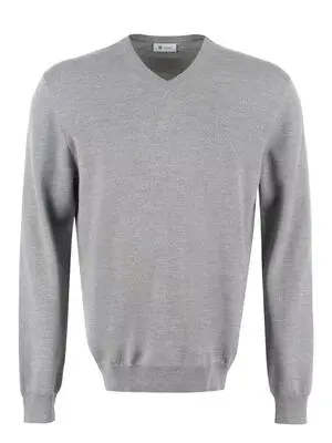 THE (ALPHABET) V-neck Sweater - Grey