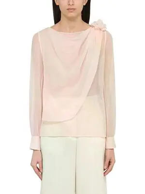 Chloé Draped Flower-embellished Top - Pink