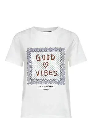 Max Mara Embroidered-print Cotton T-shirt - White