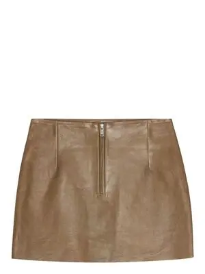 Remain Birger Christensen Leather Mini Skirt - Brown