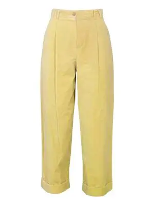 ALYSI Pleated Cuffed Corduroy Trousers - Yellow