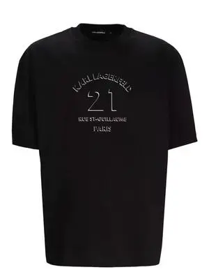 Karl Lagerfeld Paris-embroidered Cotton T-shirt - Black