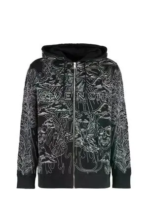 Givenchy Embroidered Full-zip Hoodie - Black