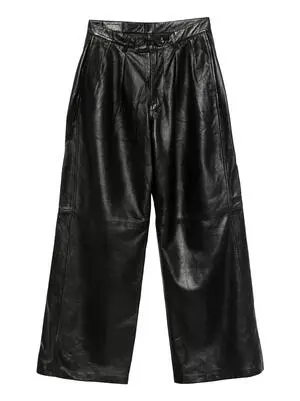 R13 Pleated Leather Trousers - Black