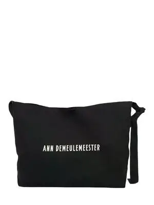 ANN DEMEULEMEESTER Medium Cotton Shoulder Bag - Black