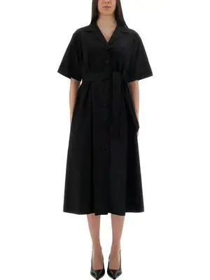 Aspesi Button-fastening Belted Maxi Dress - Black