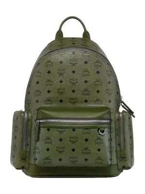 Mcm Medium Stark Visetos Monogram Backpack - Green