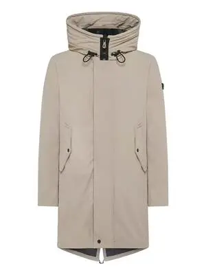 Peuterey Hooded Drawstring Parka Coat - Neutrals