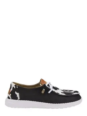 HEY DUDE Wendy Animal Lace-up Sneakers - Black/cow