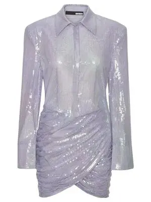 ROTATE BY BIRGER CHRISTENSEN Sequin-embellished Mini Dress - Purple