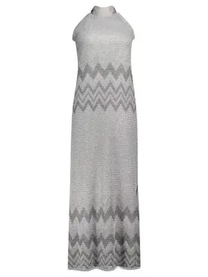 D.exterior Metallic-knit Halterneck Dress - Grey