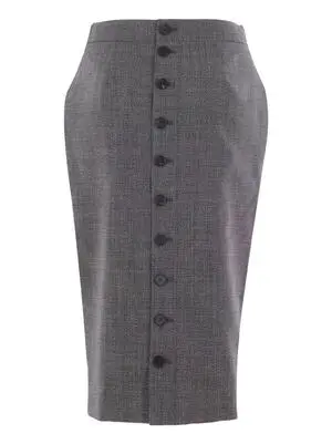 Alexander McQueen Button-front Wool Skirt - Grey