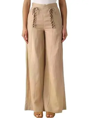 TWINSET Lace-up Wide-leg Trousers - Neutrals