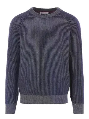 Brunello Cucinelli Ribbed Raglan-sleeve Sweater - Blue