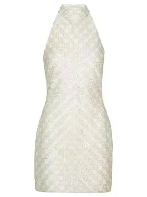 ROTATE BY BIRGER CHRISTENSEN Sequinned Halterneck Mini Dress - White