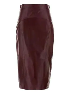 Max Mara Leather Panel Midi Skirt - Red