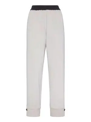 Brunello Cucinelli Button-cuffed Straight Leg Sweatpants - Neutrals