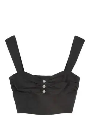 Pinko Button-detailed Gathered Top - Black