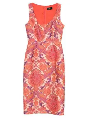 Etro Floral-brocade Sleeveless Dress - Orange