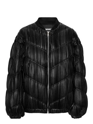 ROTATE BY BIRGER CHRISTENSEN Pleated Bomber Jacket - Black