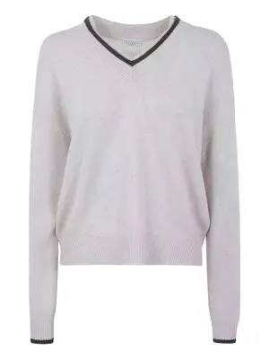 Brunello Cucinelli V-neck Cashmere Sweater - Neutrals