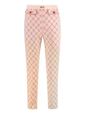 Elisabetta Franchi Geometric-print Trousers - Pink