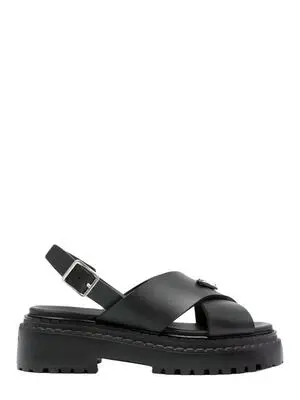 Prada 40mm Cross-strap Platform Sandals - Black