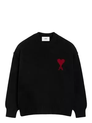 Ami Ami De Coeur Crew-Neck Wool Sweater Black