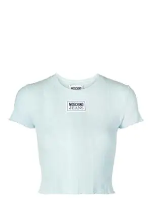 Moschino Logo-appliqué Cropped T-shirt - Blue