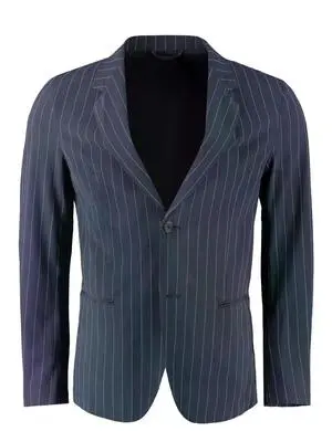 THE (ALPHABET) Stripe-pattern Single-breasted Blazer - Blue