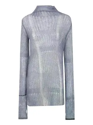 Y’s Open-knit Long Sleeve Sweater - Blue