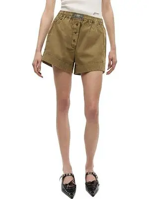 GANNI Washed Cotton Shorts - Boa