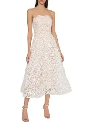 MILLY Petunia Curled Lace Gown - White
