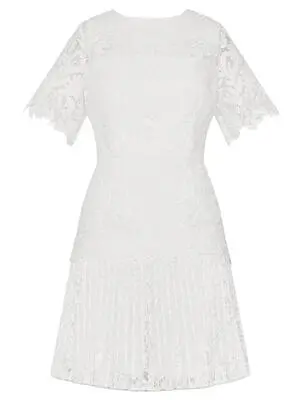 MILLY Nikoletta Mixed Laces Pleated Combo Mini Dress - White
