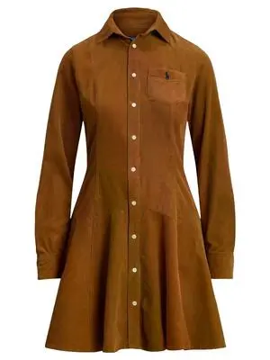Polo Ralph Lauren Corduroy Collared Shirt Dress - Brown