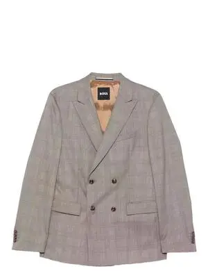 BOSS Double-breasted Checked Suit - Neutrals