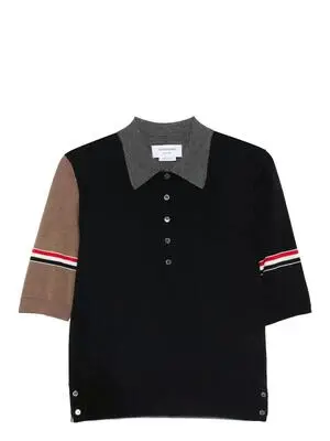 Thom Browne Rwb Stripe-detail Polo Shirt - Blue