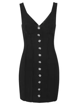 ROTATE BY BIRGER CHRISTENSEN Rose-buttoned Mini Dress - Black