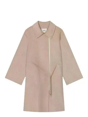 AERON Belted Zip-front Coat - Neutrals