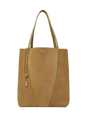 Chloé Suede Tote Bag With Chain Detail - Brown