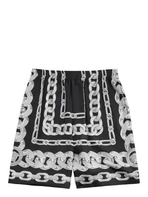 Versace Medusa Chains Silk-twill Shorts - Black