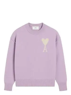 Ami De Coeur Felted Merino Wool Sweater - Lilac/off White