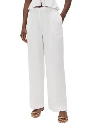 WAYF Clara Wide Leg Linen-blend Pants - Ivory