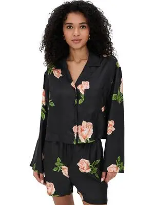 Nanushka Vally Floral Top - Off Black/roses
