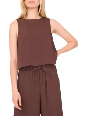 1.State Sleeveless Boxy Twill Top - Chocolate