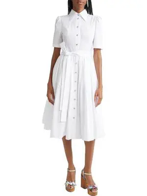 Dolce & Gabbana Belted Cotton Poplin Shirtdress - W0800 Bianco Ottico