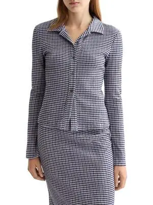 Scotch & Soda Textured Gingham Button-up Shirt - Sky Captain/languid Lavender